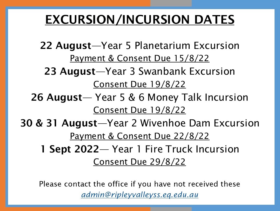 Excursion & Incursion Reminder